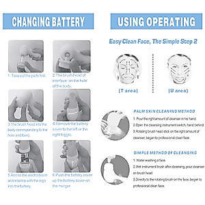 Waterproof Facial Cleansing Spin Brush Set with 5 Exfoliating Brush Heads - Electric Face Scrubber Cleanser Brush by CLSEVXY - Face Brush for Gentle Exfoliation and Deep Scrubbing