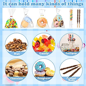 400 Pcs Cellophane Treat Bags with Ties 4"x6" and Pretzel Rod Bags 2"x10" with 50ct 6-inch Paper Lollipop Sticks,200ct Twist Ties for Treat Pretzel Candy Cookie Lollipop Party Christmas,Halloween