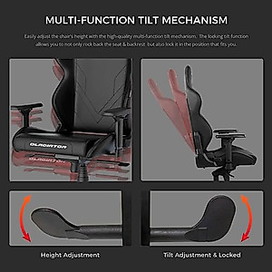 DXRacer Gaming Chair with 4D Armrest, Premium PVC Leather Racing Office Computer Recliner with Ergonomic Headrest and Lumbar Support, Black