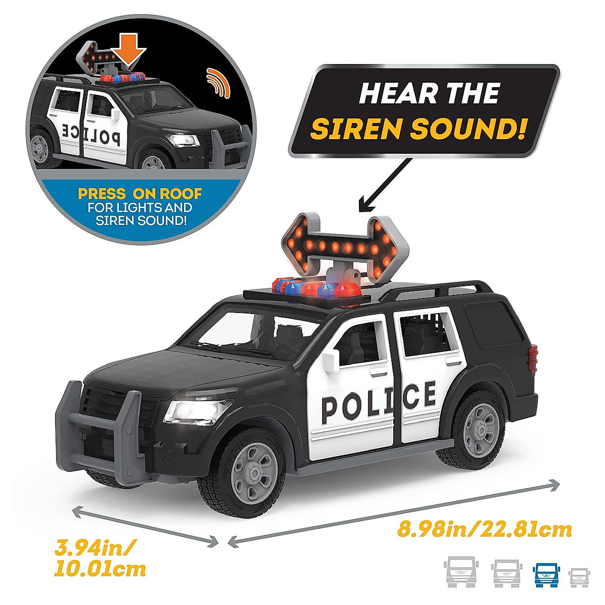 Driven by Battat – Micro 1/124 Scale – Police Car Toy SUV – Toy Vehicle ...