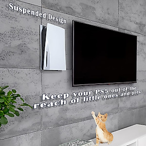 Funturbo PS5 Wall Mount Stand, PS5 Mount on Wall Kit Vertical Stand for PlayStation 5 Original (Disc and Digital) - Not for PS5 Slim