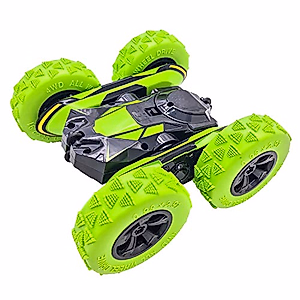 Threeking RC Stunt Cars Remote Control Car Double-Sided Driving 360-degree Flips Rotating Car Toy, Green