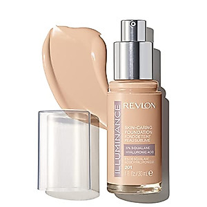 Revlon Illuminance Skin-Caring Liquid Foundation, Hyaluronic Acid, Hydrating and Nourishing Formula with Medium Coverage, 201 Creamy Natural (Pack of 1)