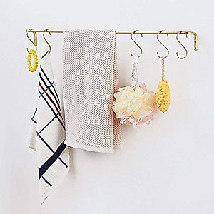 6 Pieces, Brass S Shaped Hooks, Gold Coat Clothes Towel Hangers, Kitchen Pots Pans Coffee Cups Rack Hooks