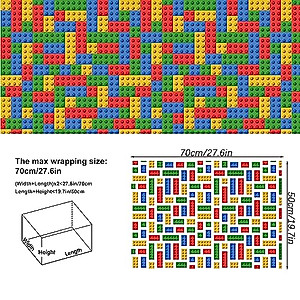 Dtiafu Building Blocks Wrapping Paper - Birthday Wrapping Paper for Boys Girls Kids - 4 Style 8 Sheet Funny Gift Wrap - 20 X 28 Inch Per Sheet(Not Rolled)