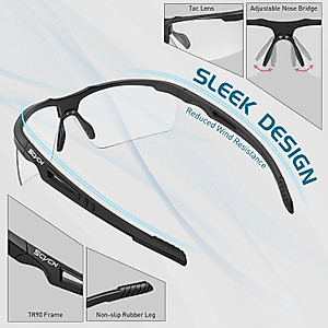 SCVCN Photochromic Sport Sunglasses Cycling Clear Glasses Men Women UV400 Protection MTB BMX Fishing Running Riding Golf Driving Bike Softball Baseball 04
