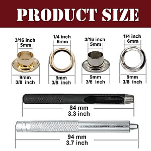 Raydodo 200 Sets Reinforced Grommet Kit, 3/16 Inch Metal Brass Eyelet Kit with 3 Pieces Grommet Tool Boot Eyelet Repair Kit and Grommets for Fabric, Tarps, Leather, Belt with Storage Box