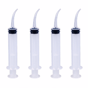 4pcs Disposable Dental Irrigation Syringe with Curved Tip Colostrum Syringes for Dental Care