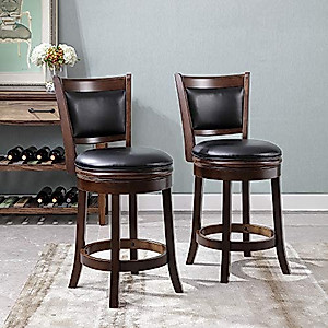 Ball & Cast Swivel Counter Height Barstool 24 Inch Seat Height Cappuccino Set of 2