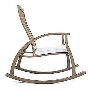 Christopher Knight Home Cayo Outdoor Acacia Wood Rocking Chair with Water Resistant Cushion, Grey Finish / Grey