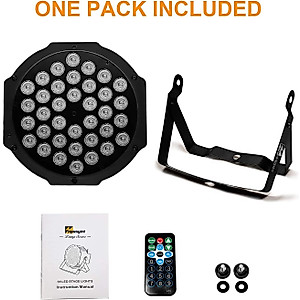 Missyee 36 RGB LED DJ Stage Uplight -DMX Control Sound Activated with Remote Control and 9 Modes LED for Wedding, Events, Christmas and Halloween Music Disco Party -R&D in USA-4 Pack