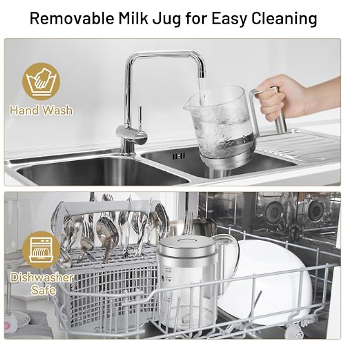 Secura Detachable Milk Frother and Steamer, 17oz Electric Milk Warmer 4-in-1 Hot/Cold Foam Maker for Latte, Macchiato, Hot Chocolate, Glass Milk Jug Dishwasher Safe (Red)