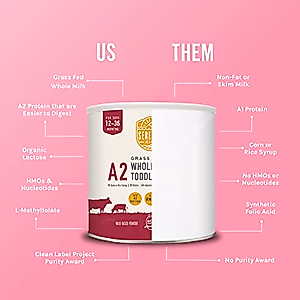 Serenity Kids Toddler Formula Powder Drink Made with Grass Fed Organic A2 Whole Milk | Easy to Digest, Clean Ingredients | Clean Label Project Purity Award Certified | 21 oz Can | 1 Count