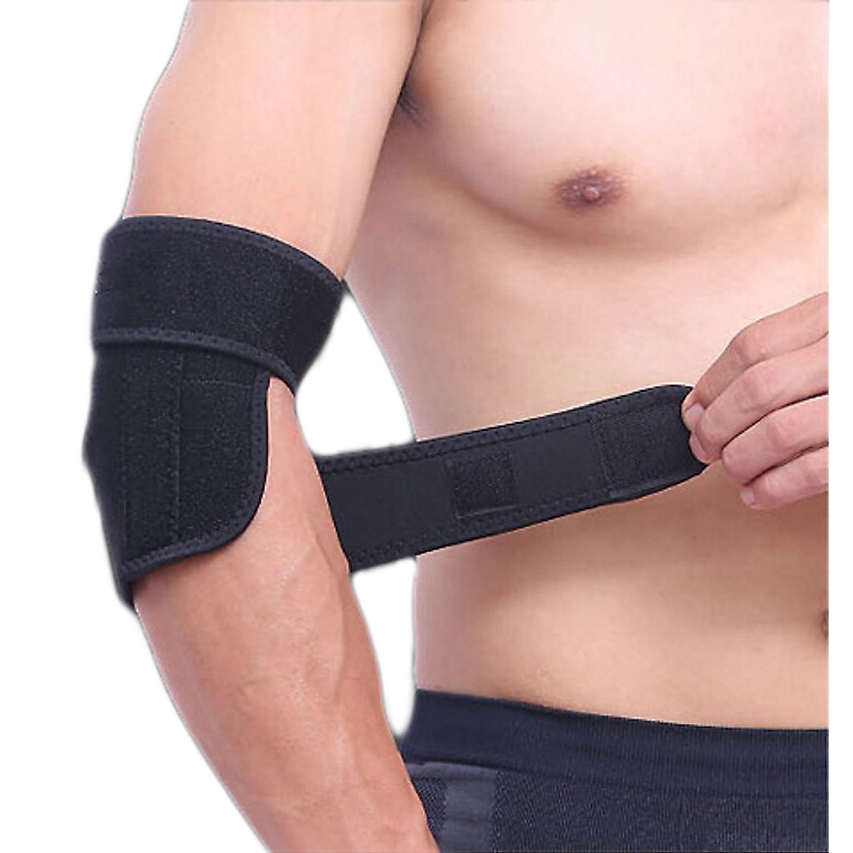 MioCloth Elbow Support Adjustable Brace, Reversible Compression Stabilizer Neoprene Sleeve C Arthritic Pain Relief, Sports Injury Rehabilitation, Protection against Re-injury, Black