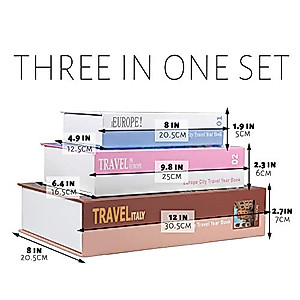ANZON MORIES Decorative Box Set, 3 Packs, Memory Book Box Modern Magazine Style Storage for Secret Hidden, Home Bookshelf Décor, Large 12", Med 10" Small 8"