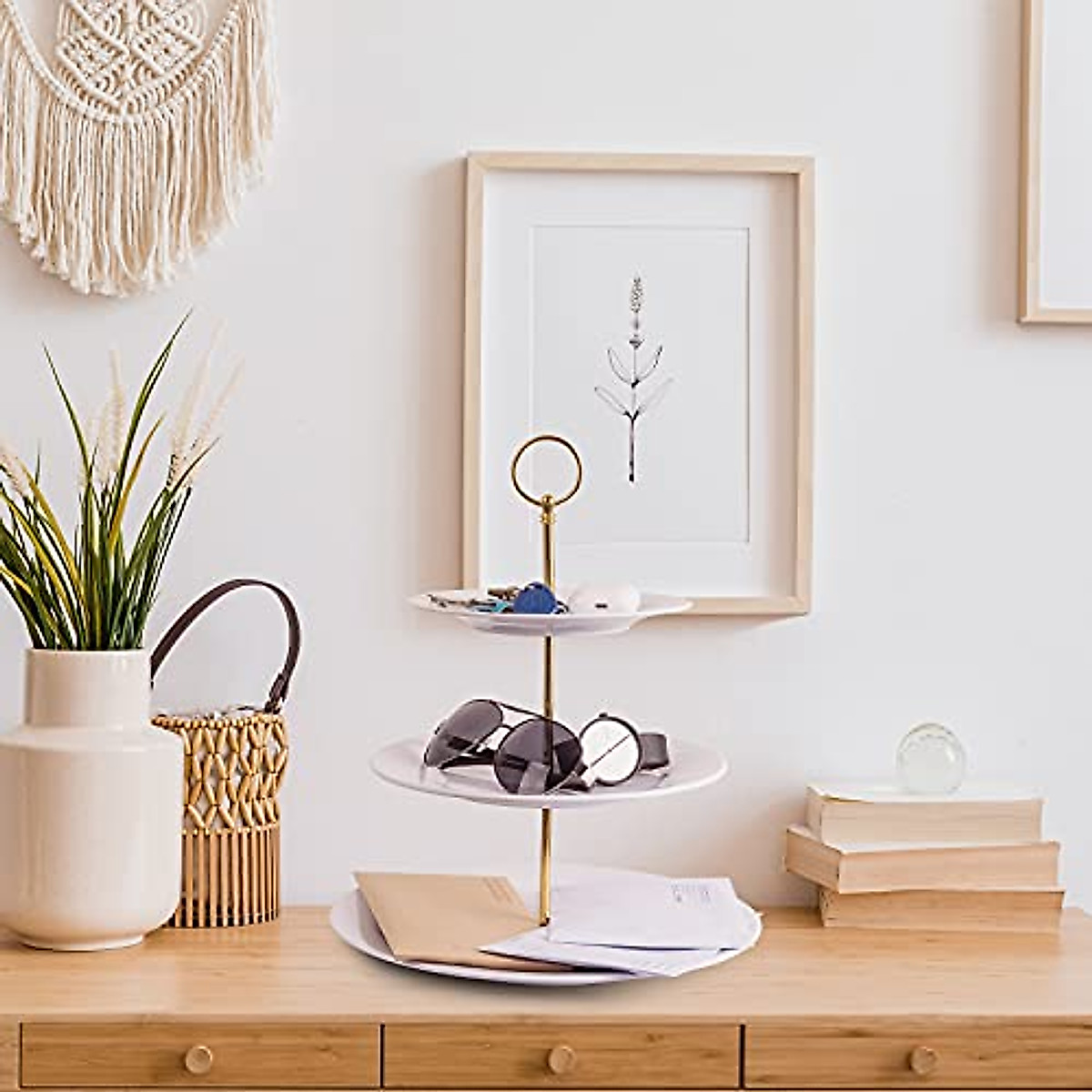 TP 3-Tier Cupcake Stand Melamine Serving Tray Unbreakable Dessert Stand Fruit Candy Display Tower for Wedding Birthday Tea Party and Baby Shower, White