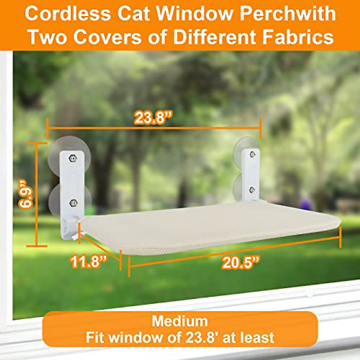 2 Large Cat Window Perch,Cat Hammock Window Seat,Cat Window Hammock for Wall with 4 Strong Suction Cups,Foldable Cat Beds for Indoor Cats