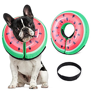 Glittme Dog Donut Collar, Inflatable Dog Cone, Cone for Dogs After Surgery, Soft Dog Cone to Stop Licking, M