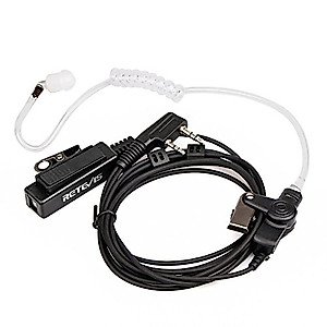 Retevis Walkie Talkie Earpiece with Mic, Big PTT Headset with Long Wire, Compatible RT22 RT21 H-777 RT68 H-777S RT22S Baofeng UV-5R 2 Way Radios, Two Way Radio Headset 2 Pin(1 Pack)