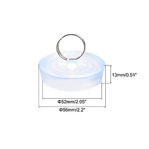uxcell Rubber Sink Plug, Clear Drain Stopper Fit 2-1/8" to 2-3/16" Drain with Hanging Ring for Bathtub Kitchen and Bathroom