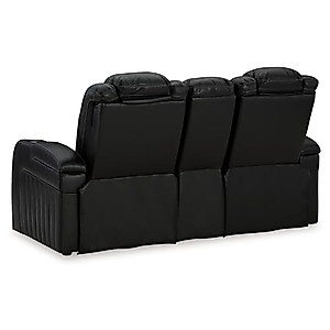Signature Design by Ashley Caveman Den Power Reclining Loveseat with Console Love Seats, 75" W x 42" D x 42" H, Black