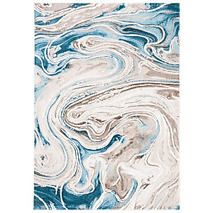 SAFAVIEH Meadow Collection 6' x 9' BeigeBlue MDW553B Modern Abstract Non-Shedding Living Room Dining Bedroom Area Rug