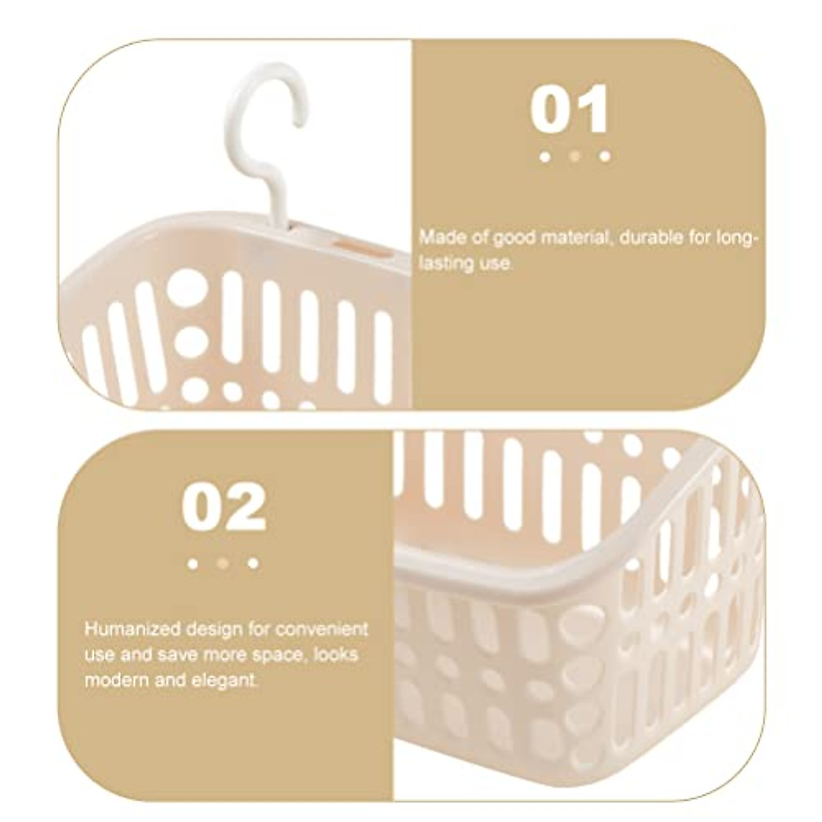 Zerodeko 2Pcs Bathroom Organizing Basket Plastic Hanging Shower Caddy with Hook Shampoo Conditioner Storage Basket for Home Kitchen Bathroom