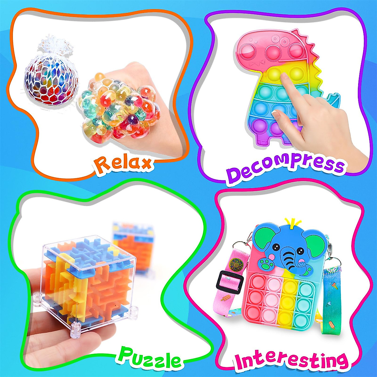 200 pcs Party Favors for Kids, Fidget Toys Pack, Stocking Stuffers, Easter Basket Stuffers, Birthday Gift Toys, Prize Box Toys, Treasure Box Birthday Party, Goodie Bag Stuffers, Carnival Prizes, Pinata Filler Stuffers Toys for Classroom, Assortment Party