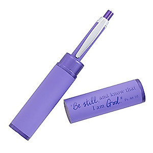 Be Still and Know Purple Stylish Classic Pen in Matching Gift Case - Psalm 46:10 Bible Verse Refillable Retractable Medium Ballpoint Pen for Journal Planner Writing Note Taking Calendar Agenda