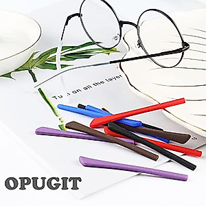 OPUGIT Eyeglass Replacement Temples, Silicone Eyeglass End Tips Ear Sock Pieces Tube Sleeve for Thin Metal Eyeglass Legs, 8 Pairs,Black/Brown
