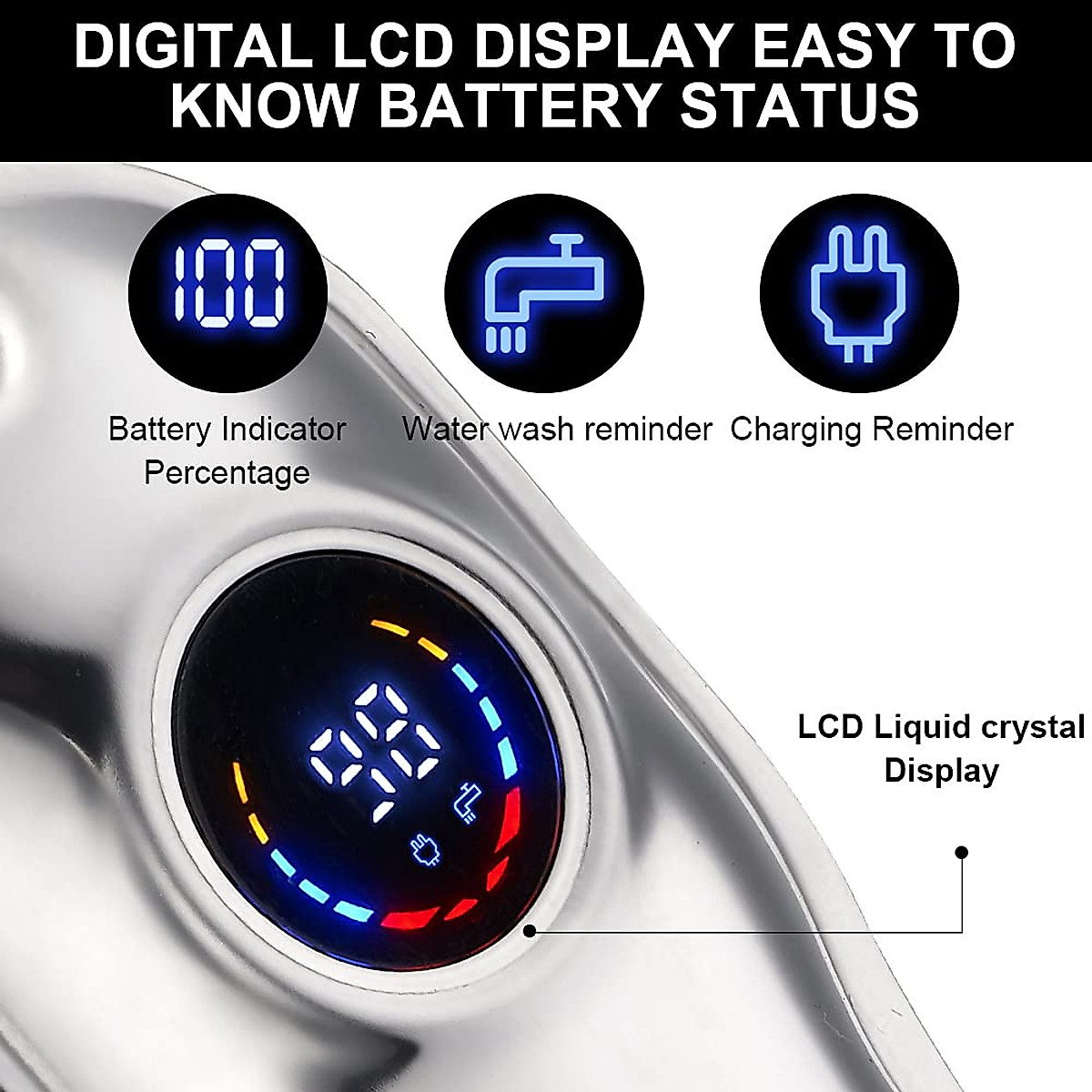 Hatteker Hair Clippers for Men Professional, Cordless Barber Clippers for Hair Cutting and Grooming, Upgrade Rechargeable Beard Trimmer Large Smart LED Display & IPX7 Waterproof (Silver)