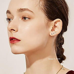 925 Sterling Silver Dot Stud Earrings | Small Simple Round Disc Stud Earrings | Tiny Flat Circle Hypoallergenic Cartilage Tragus Piercing Earrings Gifts for Women Men 2mm 3mm 4mm 5mm