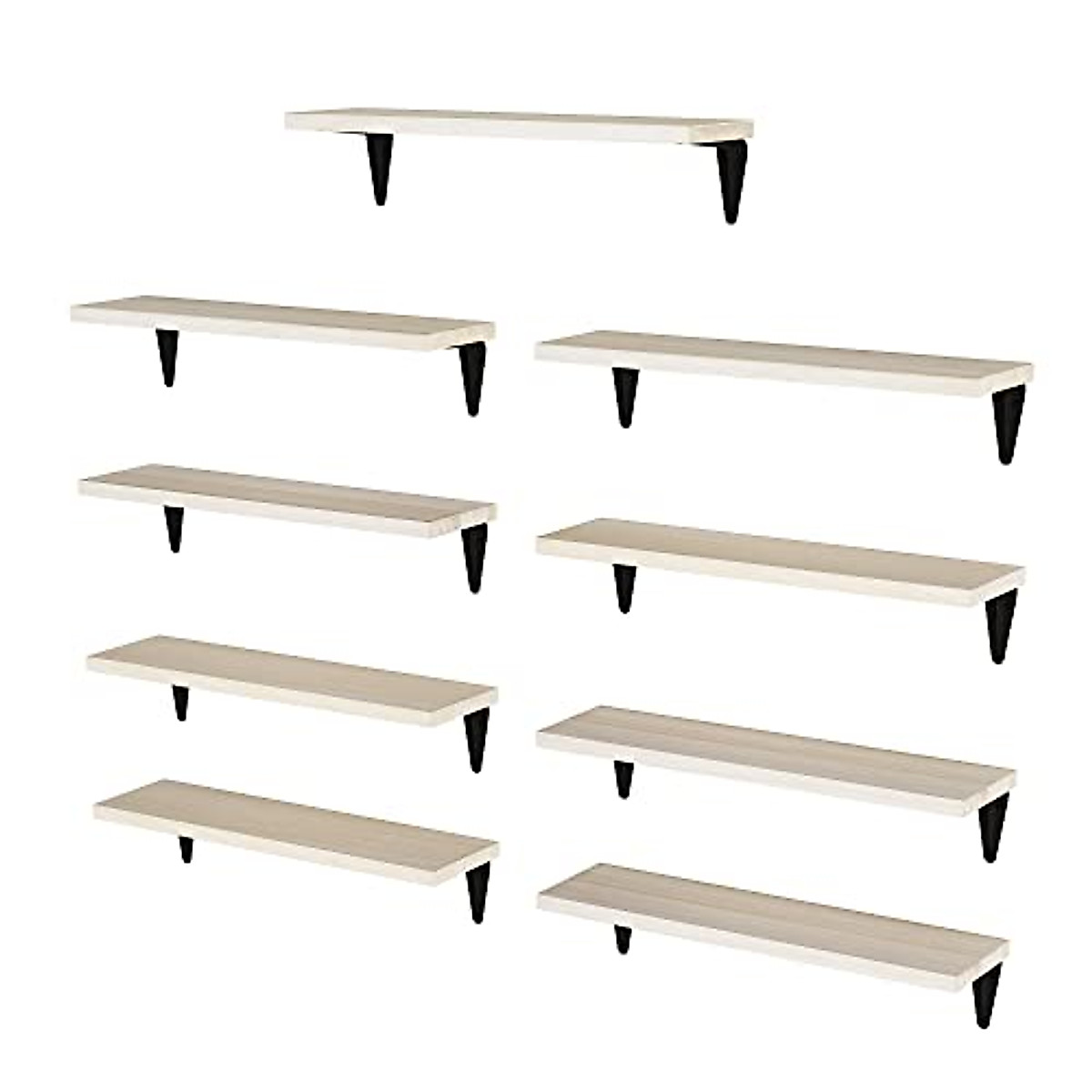 Wallniture Arras 17" Floating Shelves for Living Room Decor, Wall Bookshelf, Floating Shelf for Kitchen & Hallway, Bedroom Shelves for Storage Set of 9, Natural, Wood