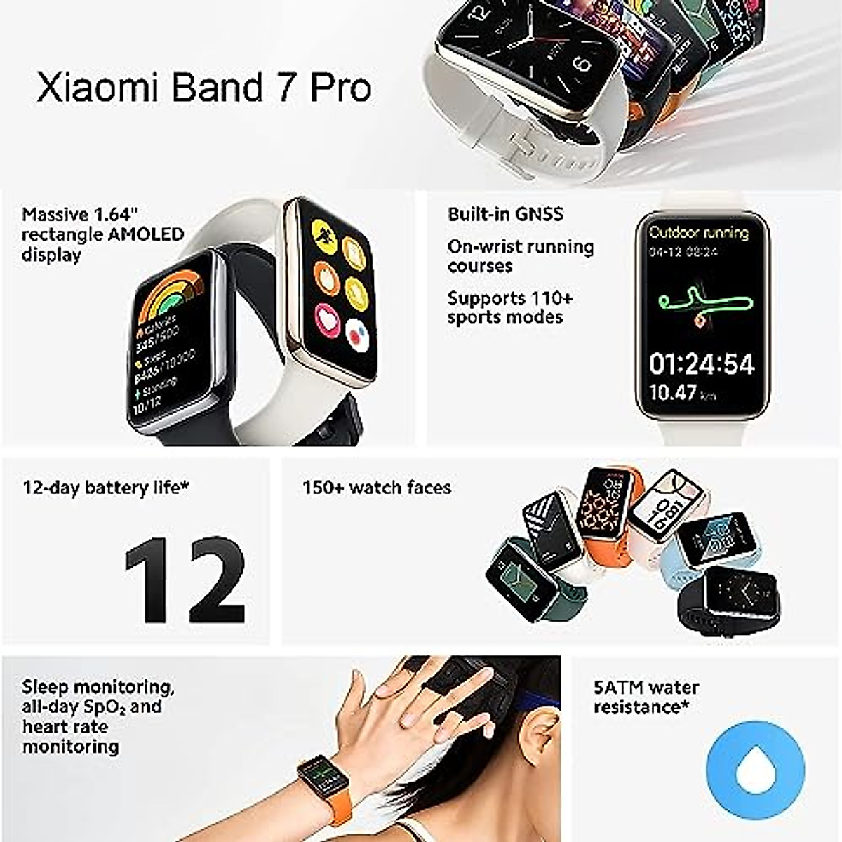 Xiaomi Band 7 Pro Smartwatch with GPS, Health & Fitness Activity Tracker, 1.64 inch AMOLED Touch Display