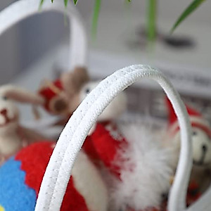 HODAKJUE Baby Diaper Caddy Organizer, Cotton Rope Nursery Storage Basket, Car & Changing Table Tote for Newborn Boys Girls ( White & Brown )