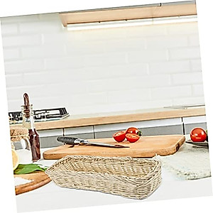 ORFOFE 1pc Sundries Storage Tray Manual Basket Woven Wicker Basket Desktop Sundry Storage Tray Sundries Basket Vanity Silverware Household Weaving Basket Grocery Basket Rattan Snack White