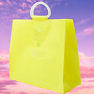 Designer Plastic purses and handbags - Vynyl Clear Transparent Bag - PVC Bags clear Purse - Waterproof Designer Clear Handbags - Bolsa Trasparente de Mujer (Yellow Sun Shine)