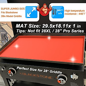 28" Silicone Mat for Blackstone Griddle Top, 100% Silicone Protective Mat Cover for Blackstone, Heavy Duty/Non Stick/Reusable Food-grade Silicone Grill Mat Protect Your Griddle from Dirt & Rust