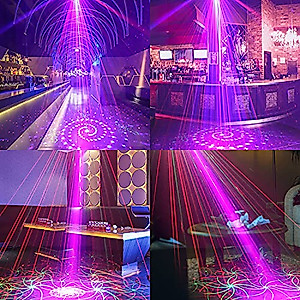 AMKI DJ Disco Lights, 15 Eyes RGB Party Lights Stage Light by DMX512 Control, Sound Activated LED Pattern Strobe Lights for Parties Live Laser Light Show Xmas Club Bar Disco Dancing