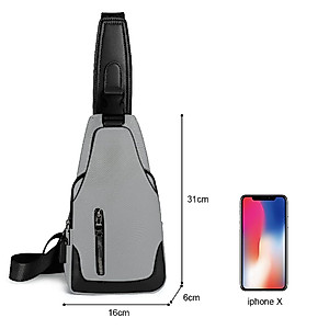Aucuu Sling Backpack with USB Charging Port, Chest Bag Crossbody Daypack Shoulder Bag for Men, Hiking, Cycling, Travel - Black