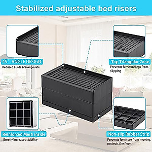 LUCKYQTQH Bed Risers Adjustable Furniture Risers Heavy Duty，Rectangle Bed Risers 3 Inches，Desk Risers for Sofa Couch Bed Frame ，Supports Up to 3000 lbs (4 Piece Set)