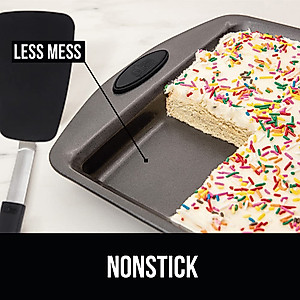 Gorilla Grip Non Stick Jelly Roll Baking Pans, Thick Warp Proof, 3 Piece, Durable Silicone Handles, Kitchen Oven Pan Bakeware Set, Cooking, Roasting Sets, Easy Clean, Set of 3, Black