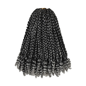 7 Packs 10 Inches Goddess Box Braid Crochet Hair with Toni Curl Ends for Black Women,Mother and Baby Kids - Ombre Gray, Bohemian Box Braids Crochet Hair (105 Strands,T1B/Gray)