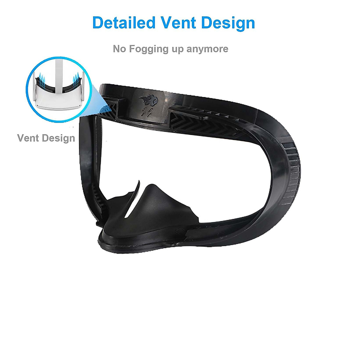 VR Face Pad for Oculus Quest 2,Facial Interface Bracket Face Cover Compatible with Quest 2 Accessories,Anti-fogging Sweatproof Face Cover,Anti-Leakage Nose Pad & Enhanced Vent Design