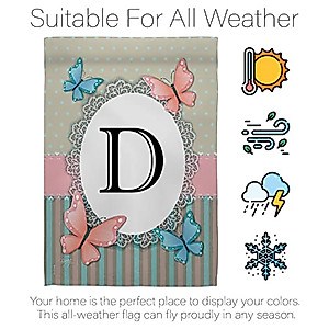 Breeze Decor D Initial Garden Flag Set Wall Hanger Monogram Friends Bugs & Frogs Butterfly Ladybugs Dragonfly Bee Springtime Insect Natural Wildlife House Yard Gift Double-Sided, Made in USA