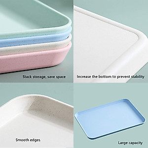 4PCS 4 Colors Large Wheat Straw Tray Set, Unbreakable Lightweight Dinner Dishes for Restaurant, Microwave Dishwasher Safe Tray, Pefect for Kitchen Hotel, School Lunch and Cafeteria Trays. (4ColorTray)