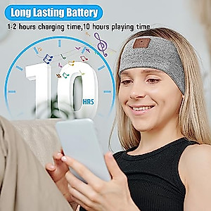 BULYPAZY 2pcs Sleep Headphones Bluetooth Headband, Bluetooth Headphones Headband with Ultra-Thin Speakers Perfect for Side Sleepers, Running, Insomniac, Nap, Travel, Meditation（Black&Grey）