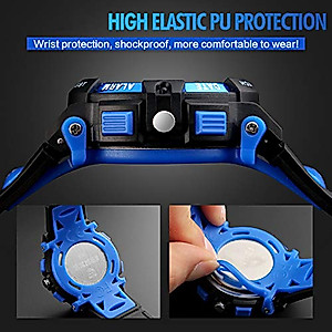 Dayllon Boys Digital Watch Outdoor Sports 50M Waterproof Electronic Watches Alarm Clock 12/24 H Stopwatch Calendar Wristwatch - Black Blue