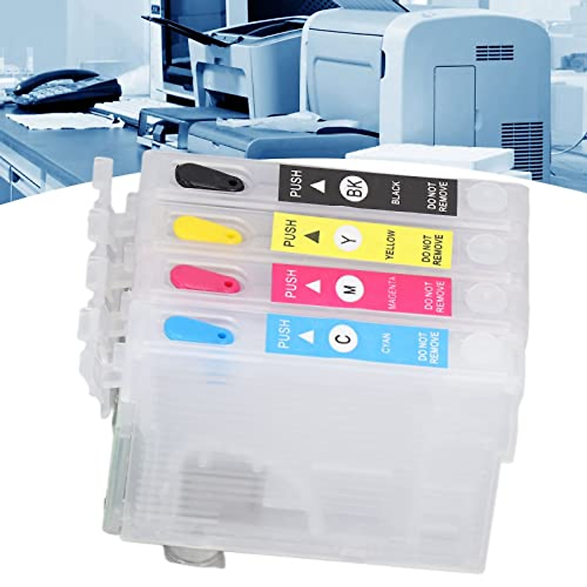 FTVOGUE Ink Cartridge,4 Colors Printing Accessory Part PP for Photo Paper Document (T1281/T1282/T1283/T1284)