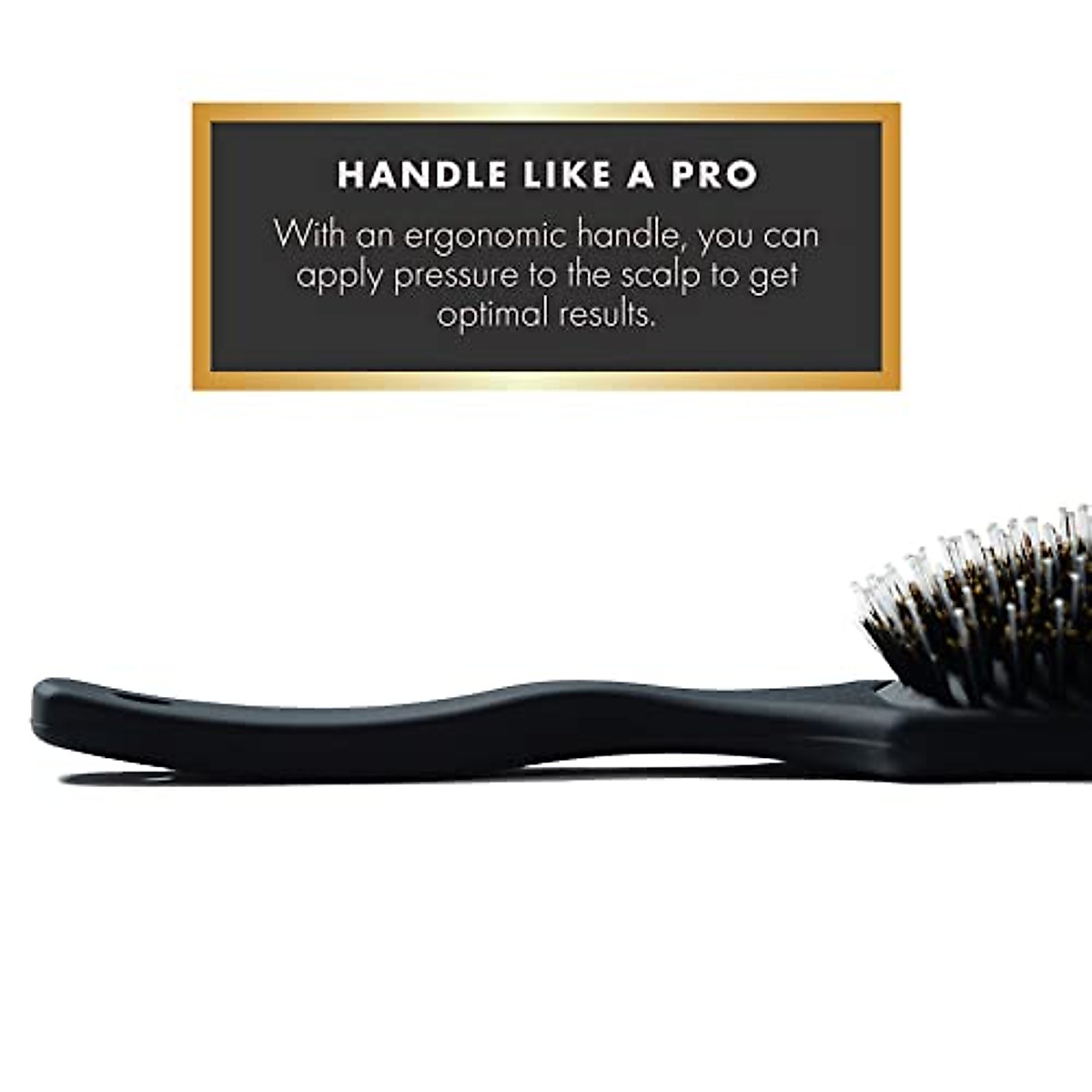 Boar Bristle Brush by Everlong Hair, Boar & Nylon Bristles Adds Shine & Promote Hair Growth, Scalp Massage & Detangling, Safe for All Hair Types Extensions & Wigs, Matte Black Coated Ergonomic Handle